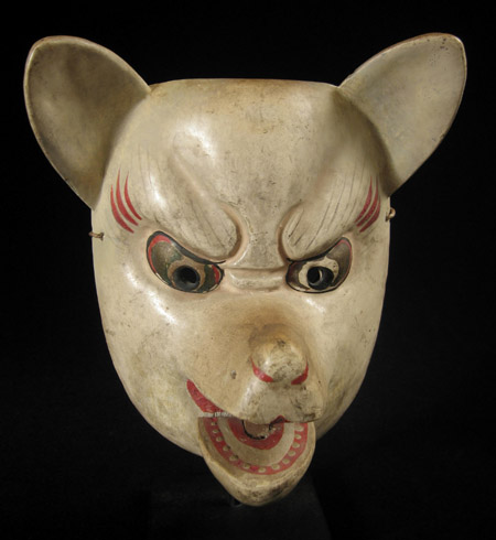 Asian Tribal Art - White fox mask, Japan